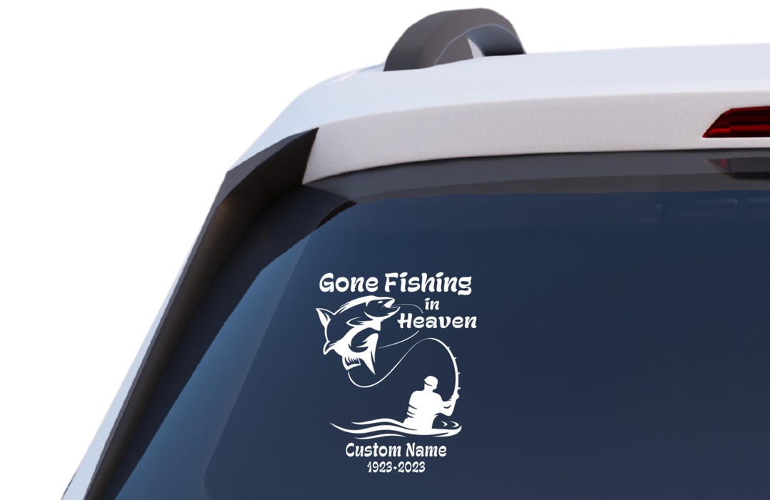 Personalized in Memory of Dad, Fishing Car Decal, Custom Memorial Gift ...