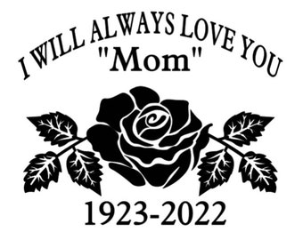 Custom in Loving Memory Memorial Rose Flower Die Cut Decal Sticker RIP ...