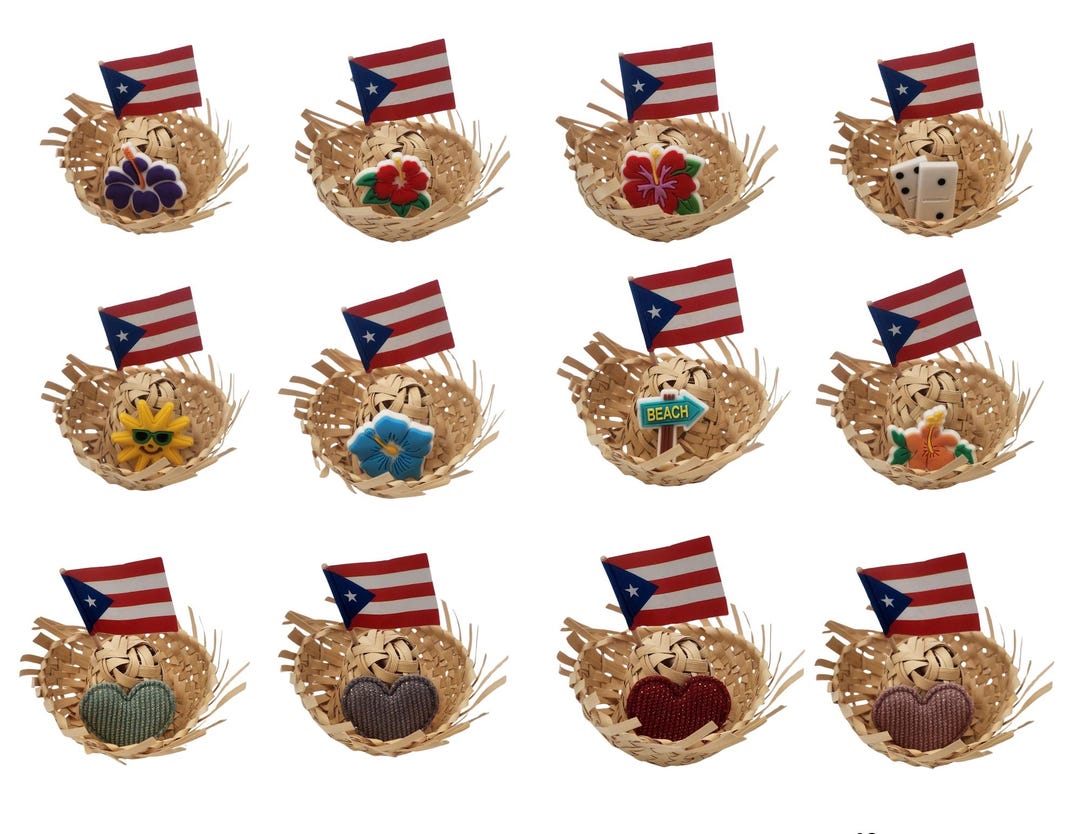 Mini 2" Pava Straw Traditional Hats & Toothpick Appetizer Puerto Rico ...