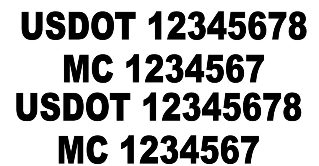 Set of 2 Custom US DOT MC Decals 2" X 20" Number Sticker Set Custom ...