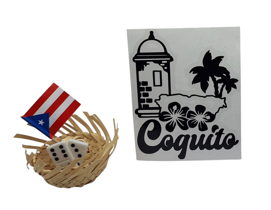 Coquito Bottle Decal, Pava Hat & Toothpick Flag Puerto Rico Flag ...