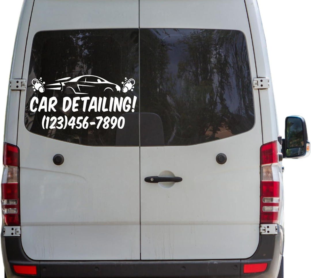 Car Detailing Vinyl Decal, Custom Phone Number, Business Advertising - Etsy
