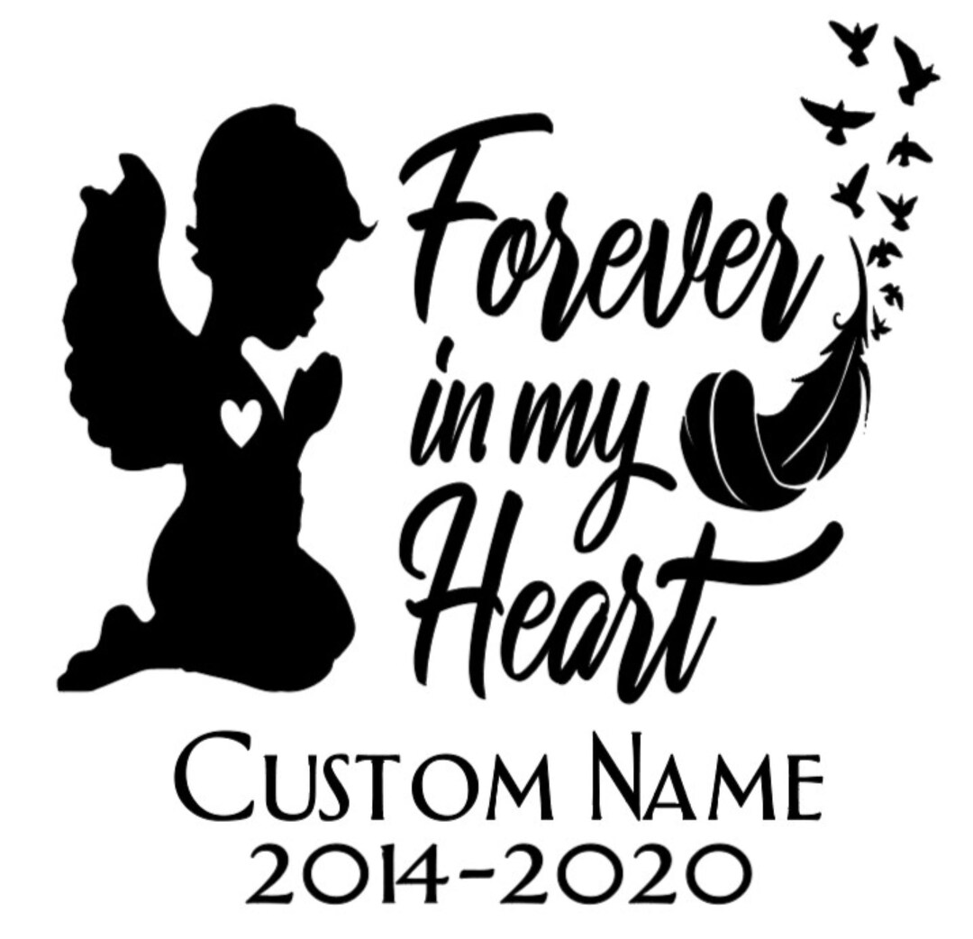 Custom Forever in My Heart RIP Memory Girl Angel Wings Vinyl Car Window ...