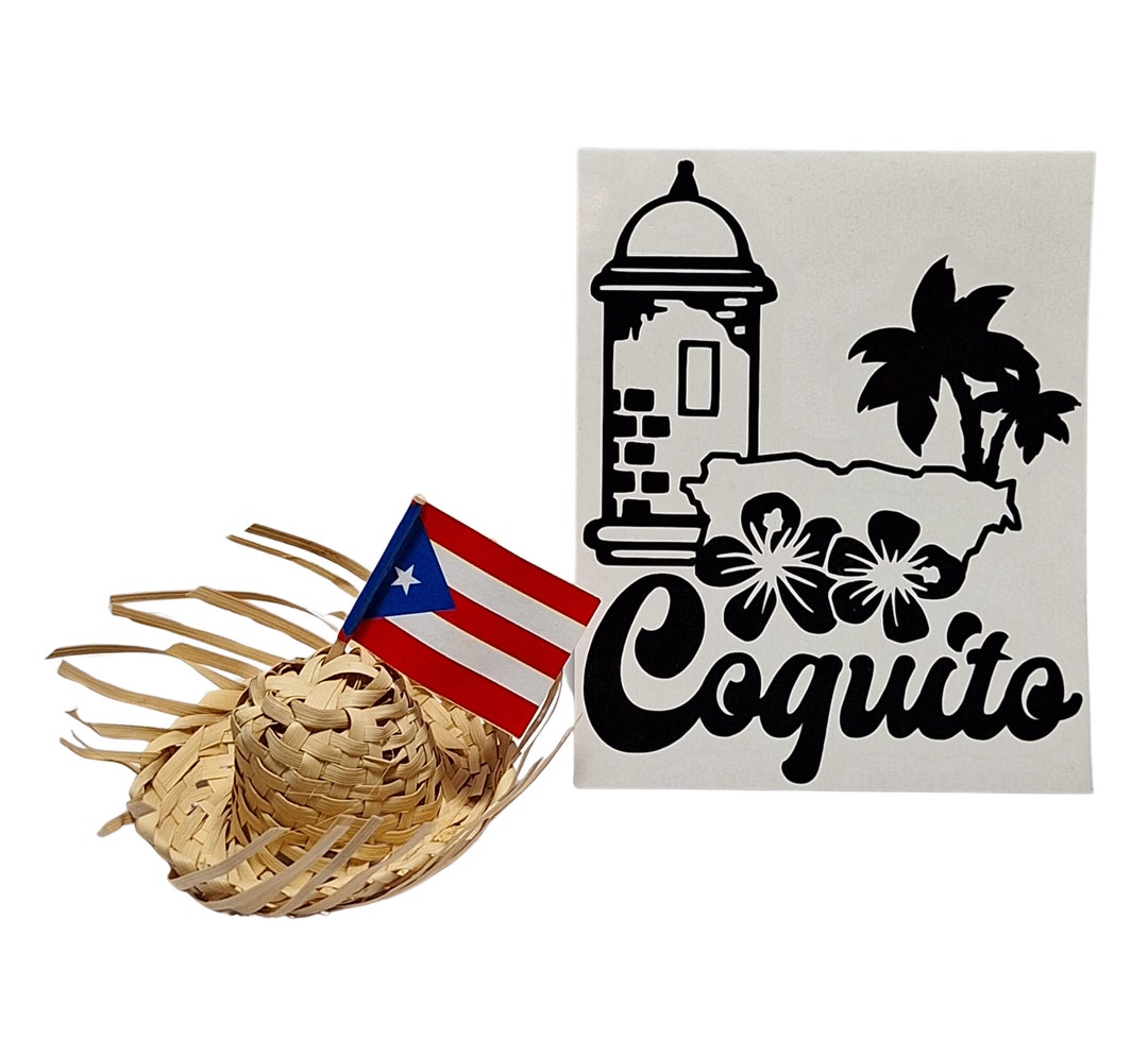 Coquito Bottle Decal, Pava Hat & Toothpick Flag Puerto Rico Flag ...