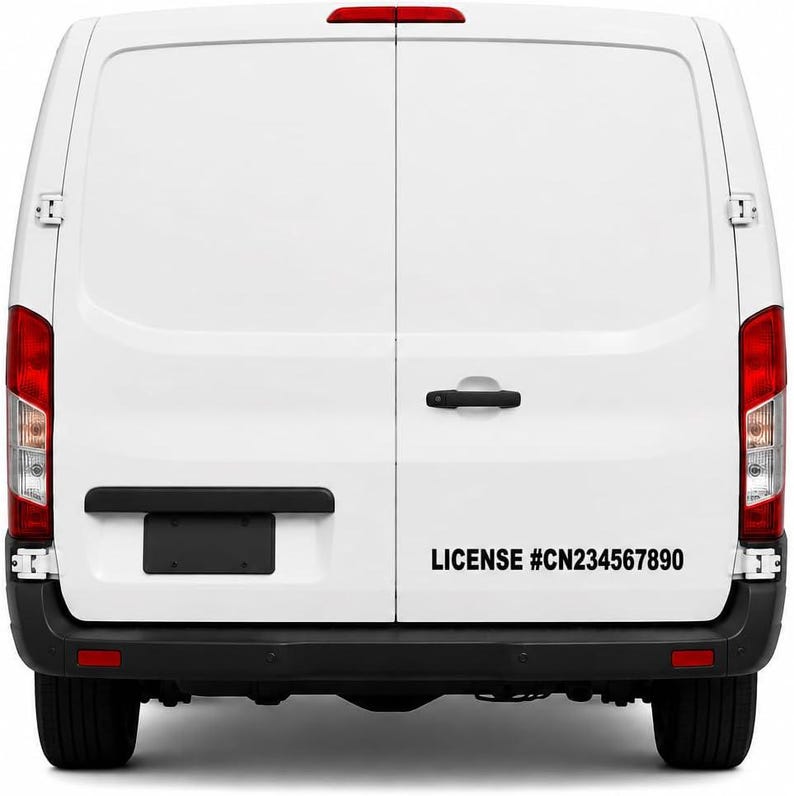 Custom License Number Decals for Vans, Trucks | DOT Style Vinyl ...