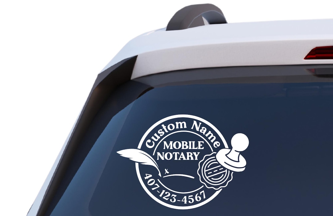 Custom Mobile Notary Car Decal With Personalized Name and Phone Number ...