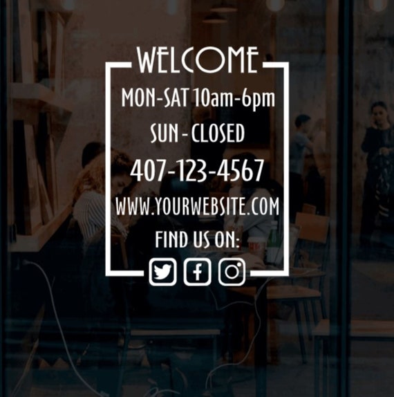 Business Hours Vinyl Decal for Store Front Hours of Operation - Etsy