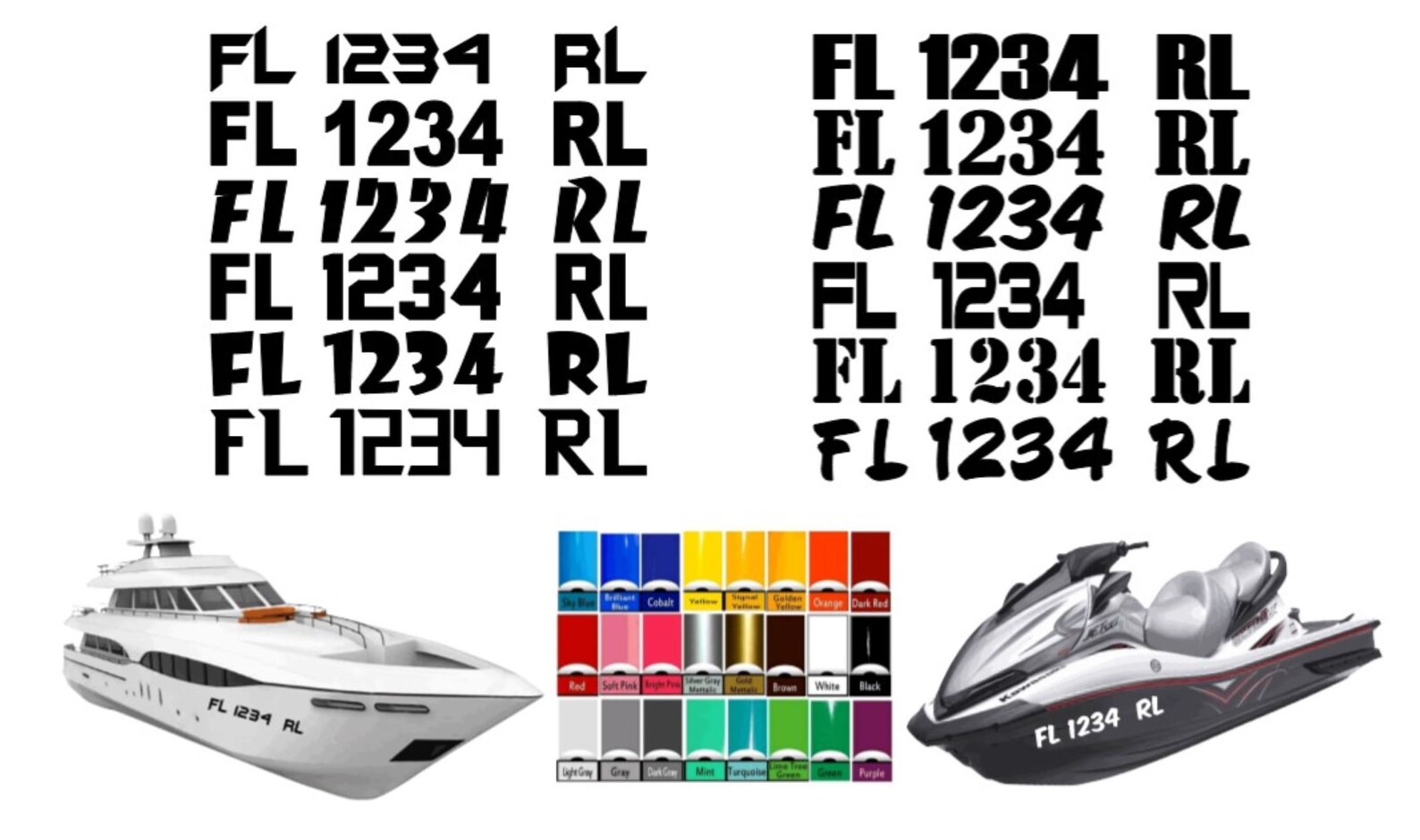 Custom Boat State Registration Numbers Pair Lettering Decals Vinyl Boat ...