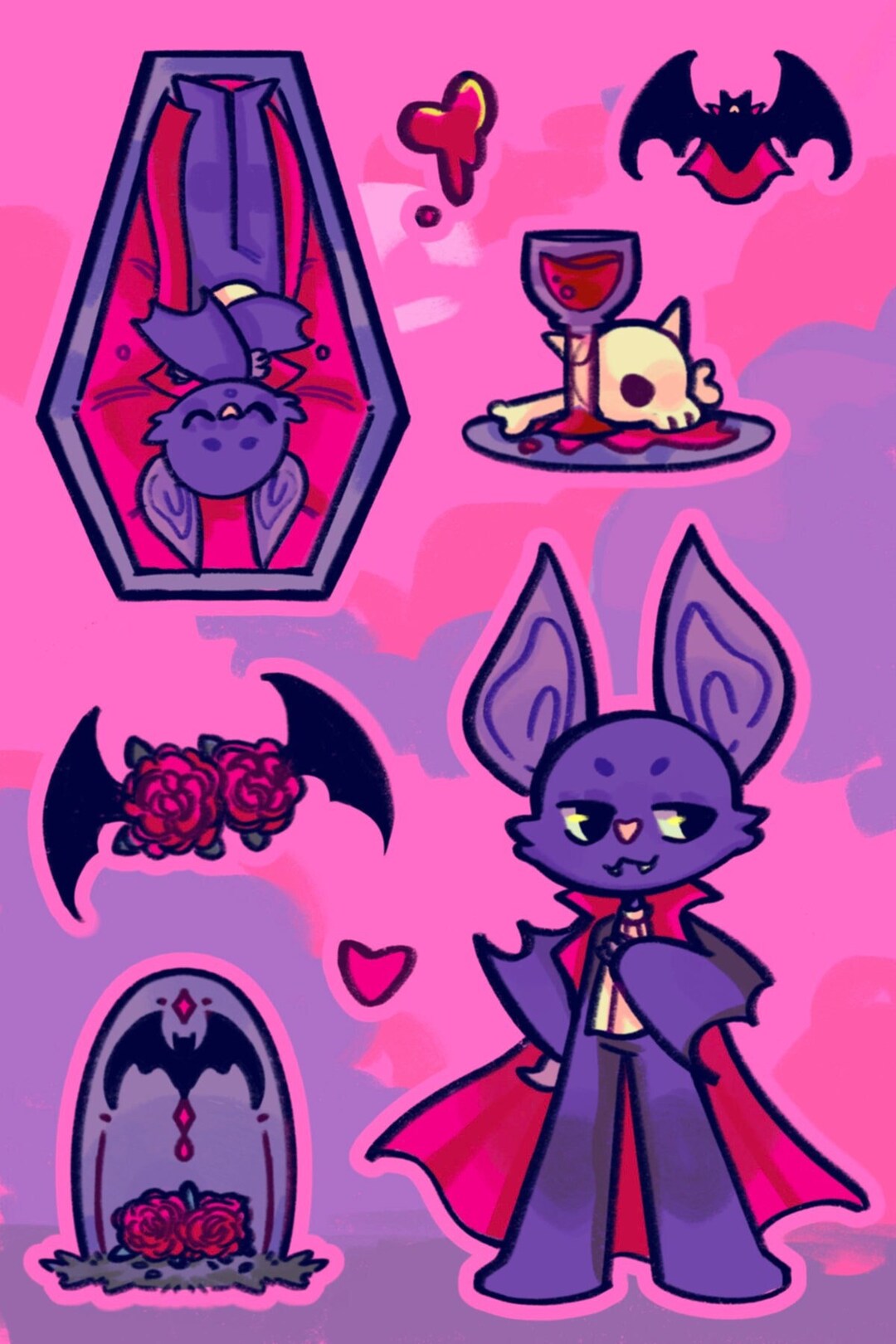 Count the Vampire Bat || Sticker Sheet - Etsy