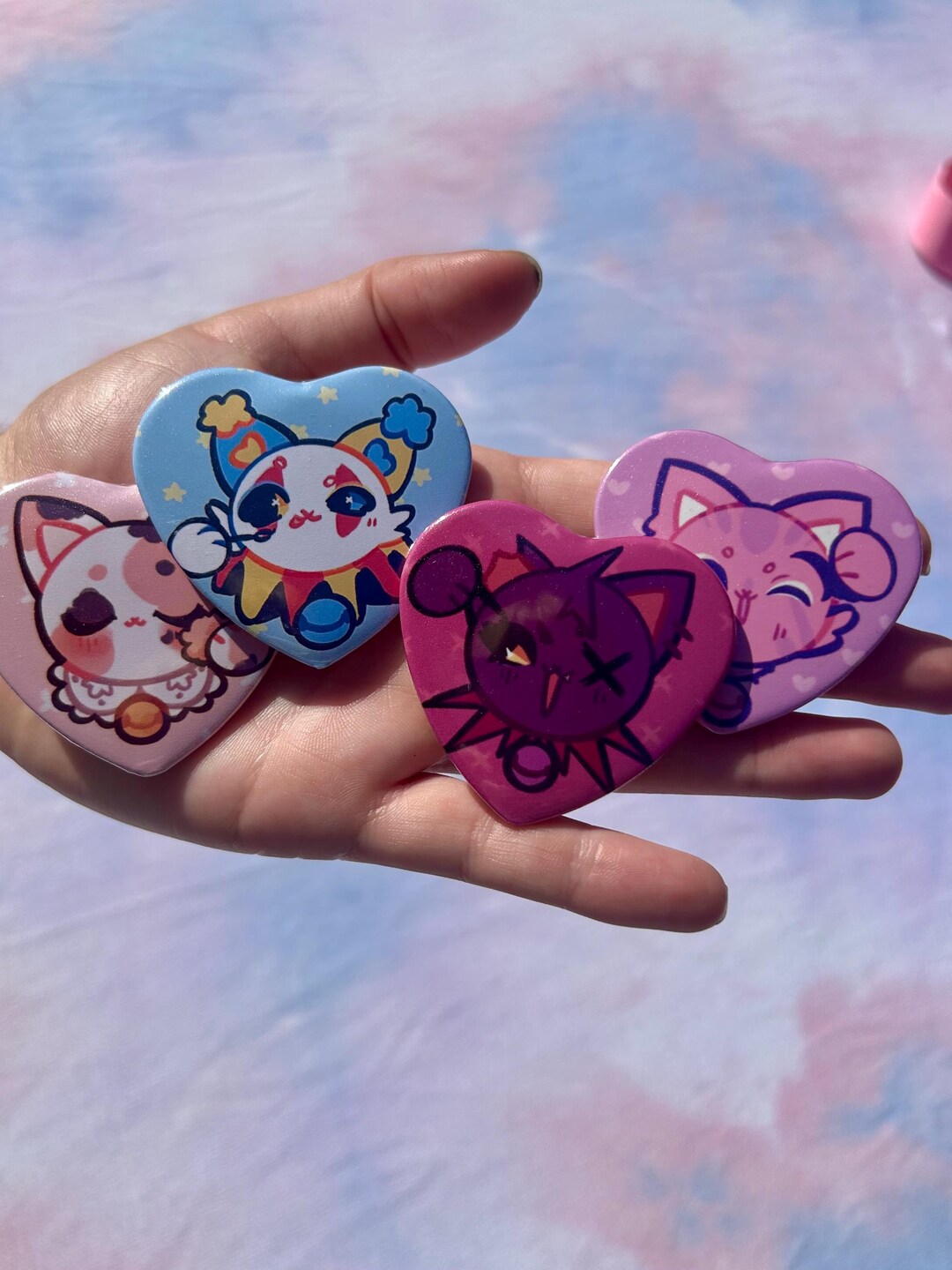 Meow Meow City || Cat Themed Heart Buttons - Etsy
