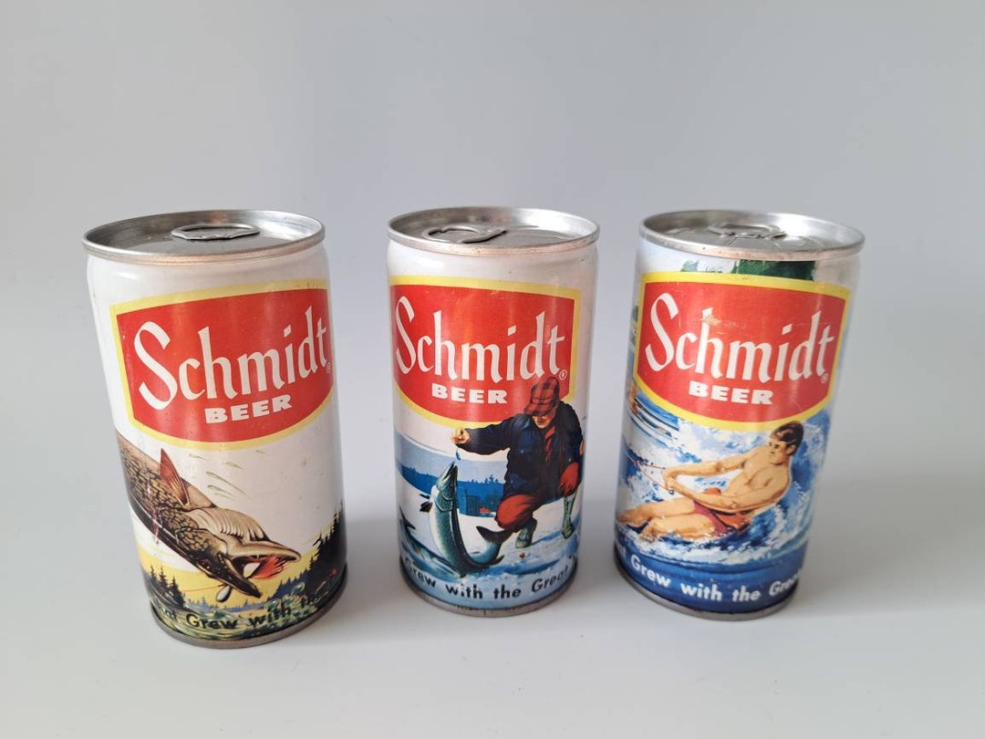 3 Vintage 70's Schmidt Beer Cans, Scenic Americana Flat Top Breweriana ...