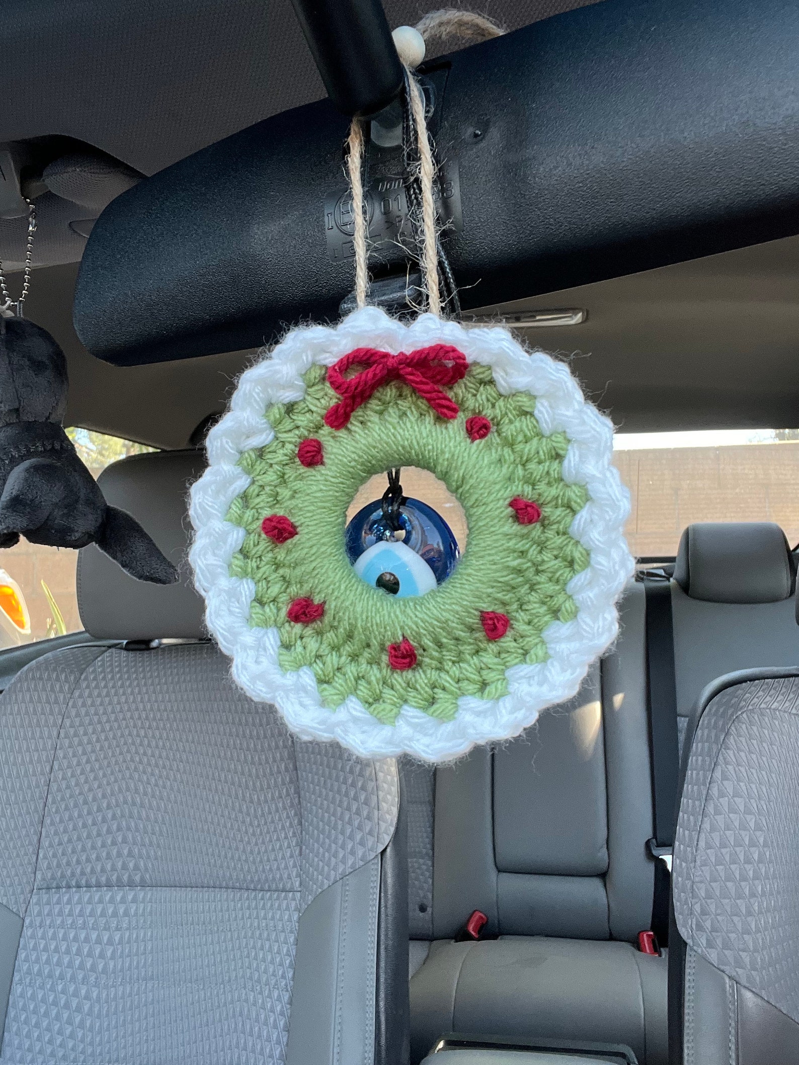Crochet Christmas Wreath Car Charm Winter Christmas Decor Christmas ...