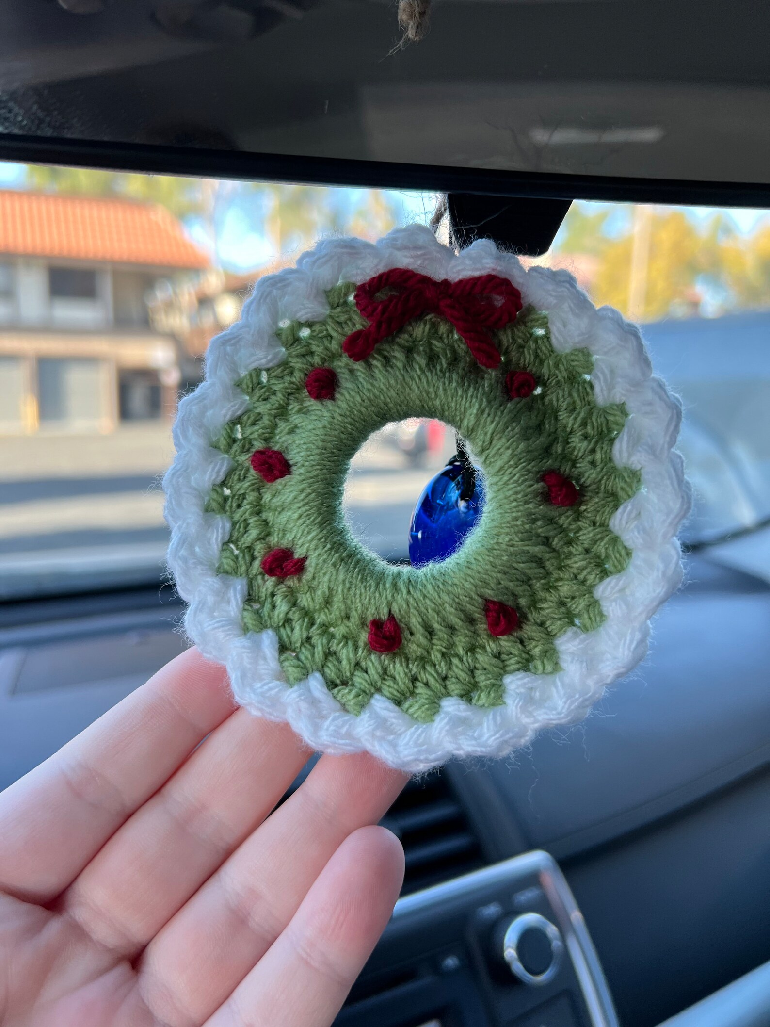 Crochet Christmas Wreath Car Charm Winter Christmas Decor Christmas ...