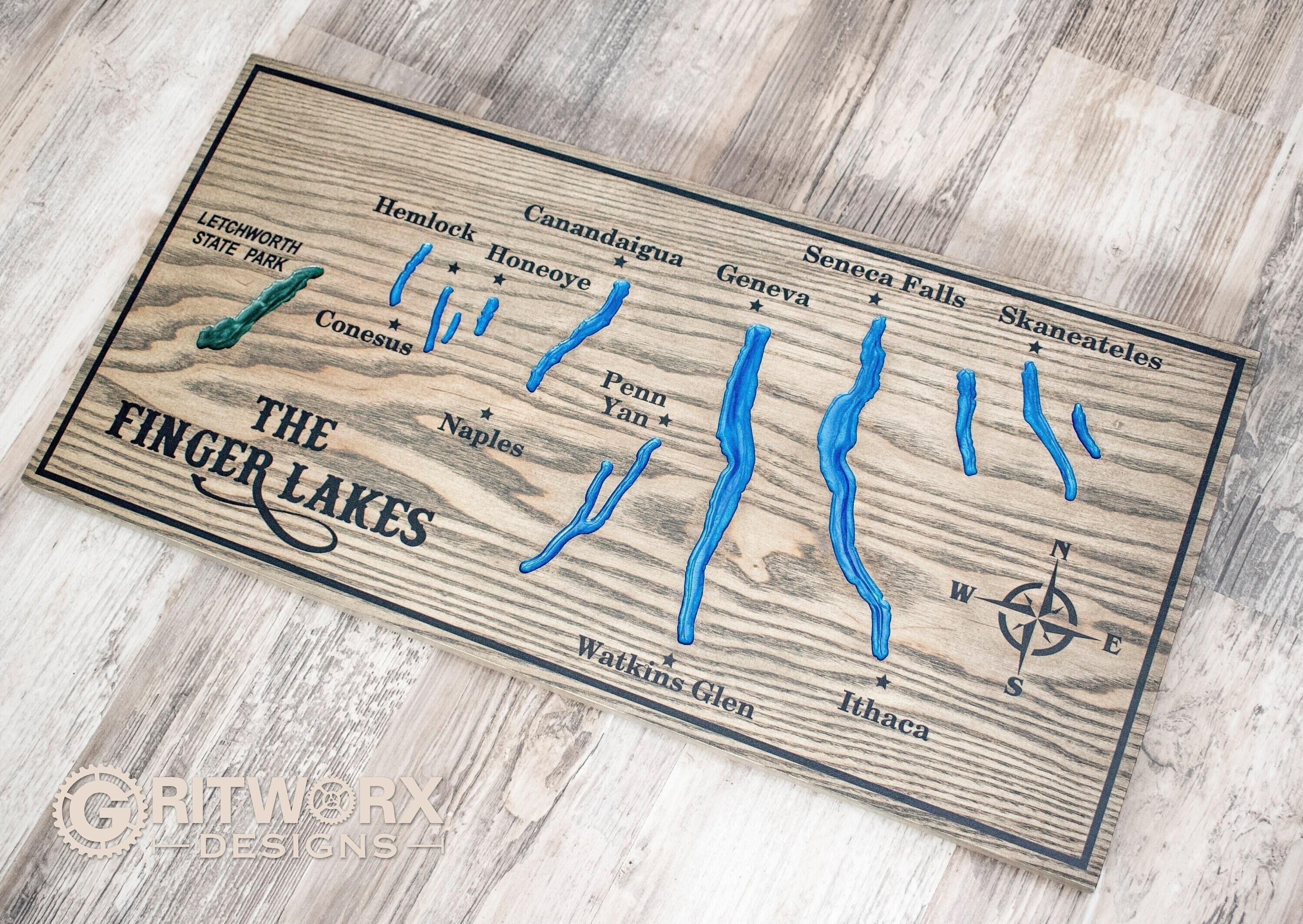 Wood Wall Art 3D Lake Map NY Finger Lakes Engraved Wood Art - Etsy