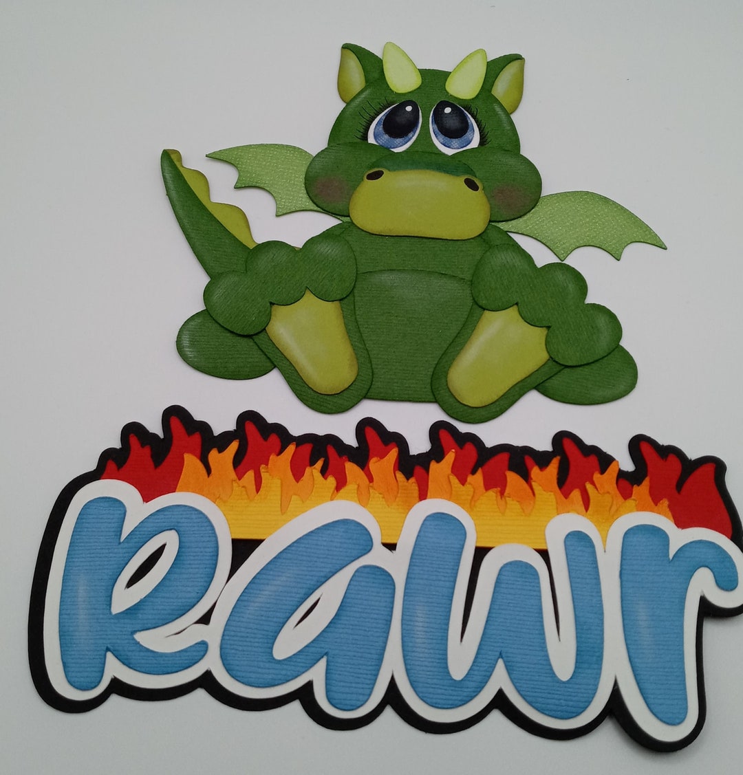 Dragon Rawr Premade Embellishment Paper Piecing Die Cut Hand Made Card ...