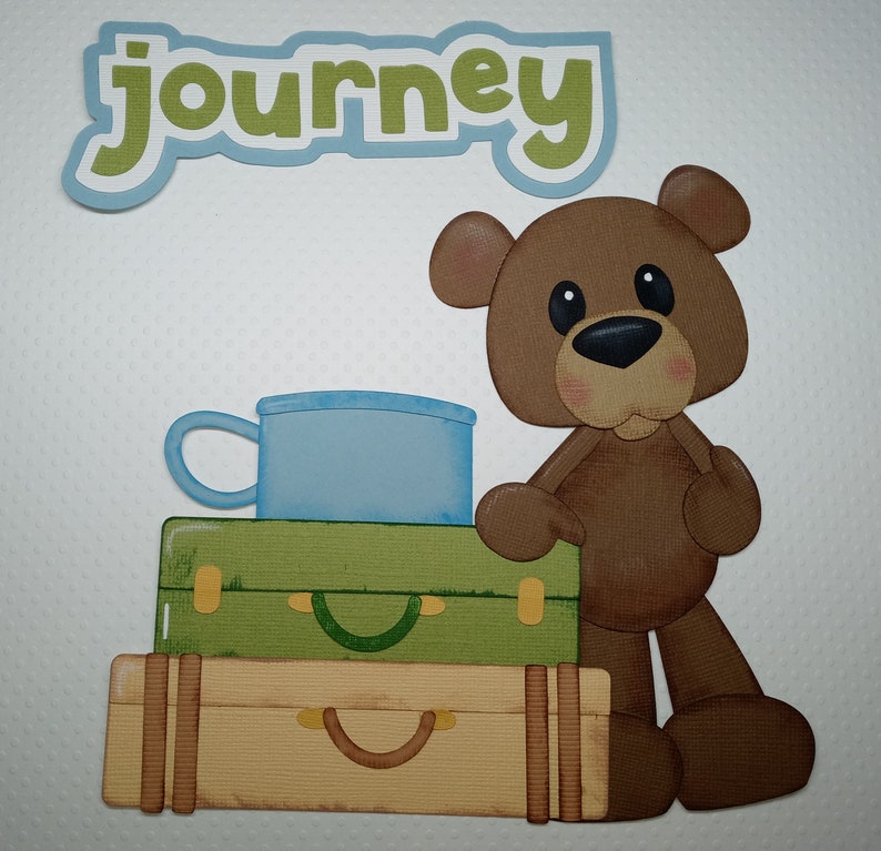 Handmade Die Cut Journey Bear Set Scrapbook Page Embellishment Paper ...