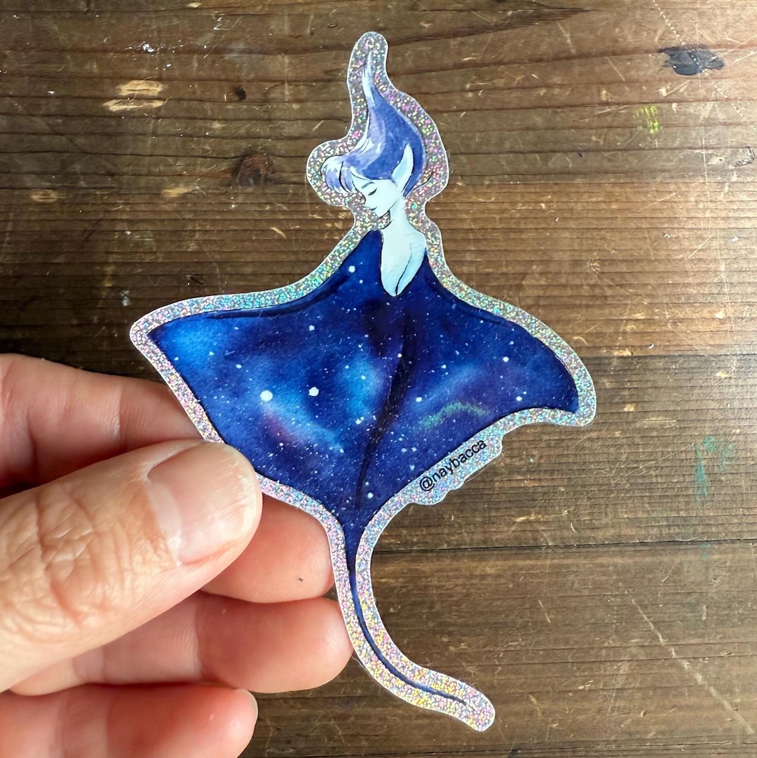 Manta Ray Mermaid 4” Pixie Dust Glitter Stickers - Etsy