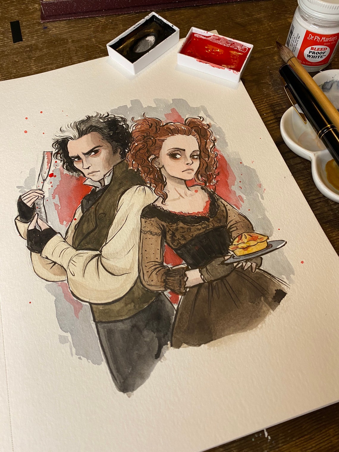 Sweeney Todd and Mrs. Lovett Watercolor Print - Etsy