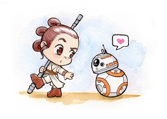 Baby Rey and BB8 5x7 | Etsy
