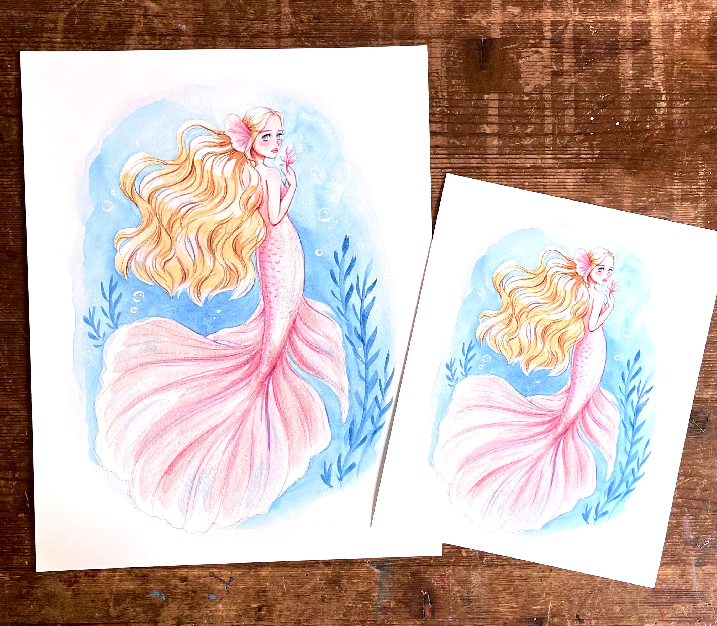 Angelic Mermaid Watercolor Print - Etsy