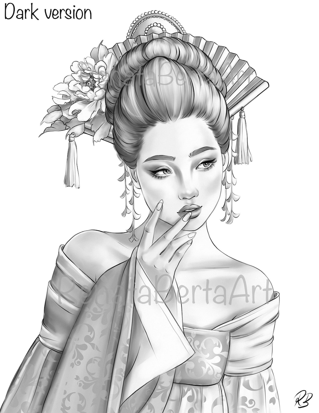 Premium Grayscale Coloring Page - Instant Download Coloring Page ...