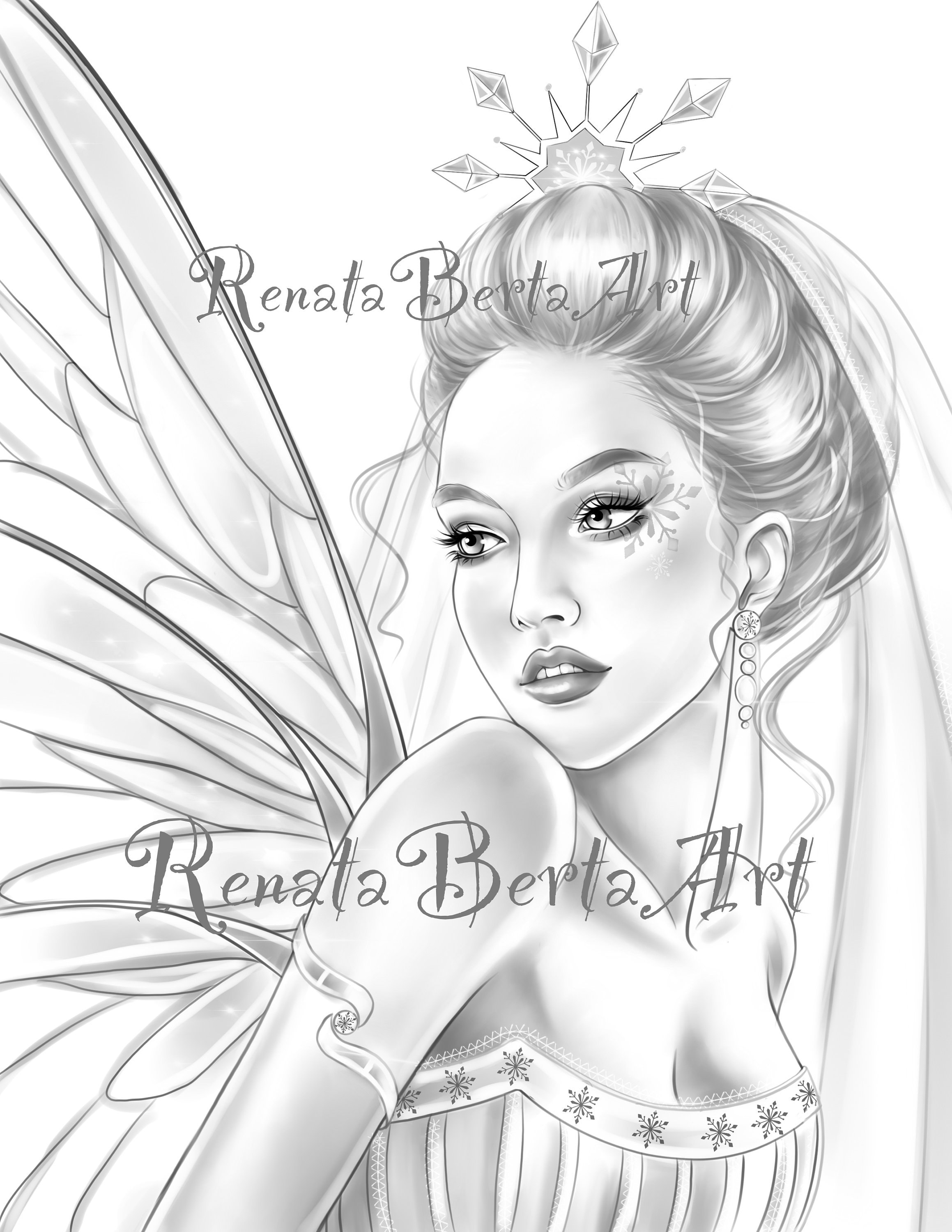 Daisy Fairy Grayscale Fairy Coloring Pages Pdf Instant Download