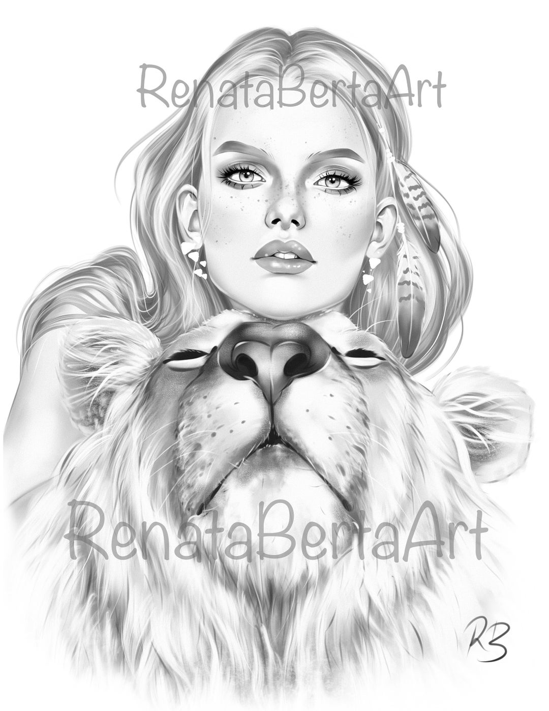 Premium Grayscale Coloring Page - Instant Download Coloring Page ...