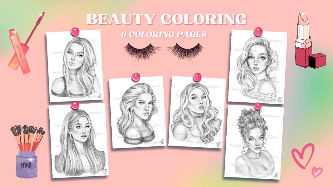 Beauty Digital Coloring Book - Premium - Grayscale - Instant Download ...
