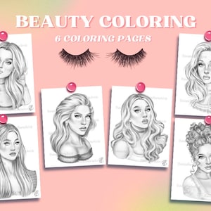 Beauty Digital Coloring Book - Premium - Grayscale - Instant Download ...