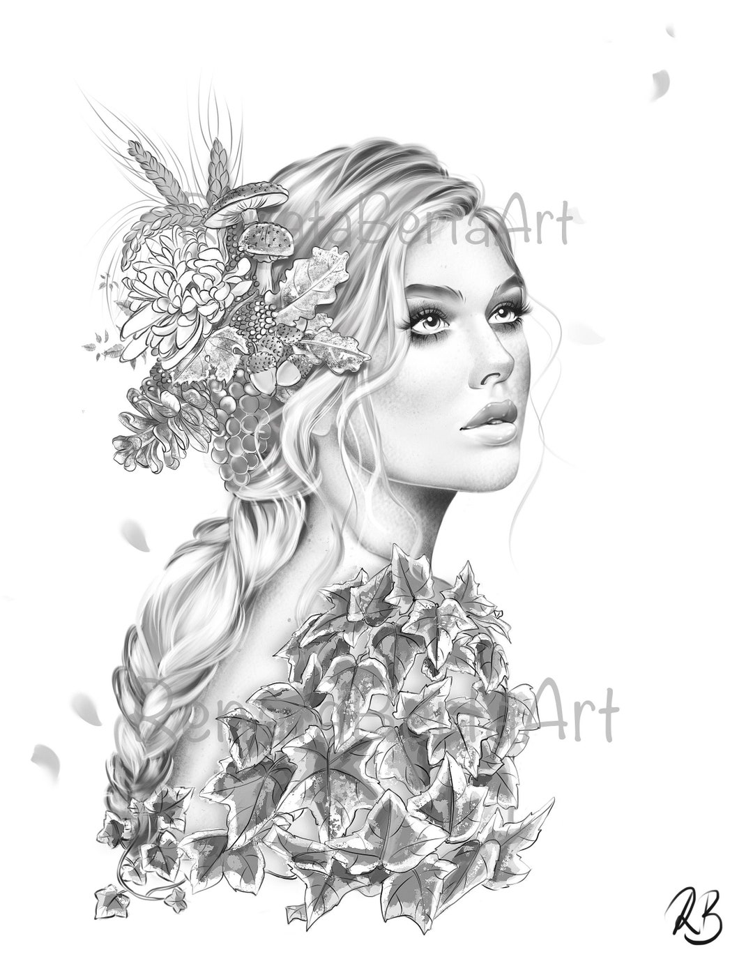 Premium Grayscale Coloring Page - Instant Download Coloring Page ...