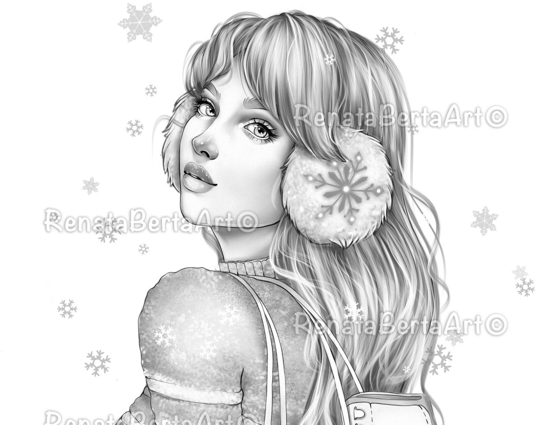Dance on the Ice - Premium Grayscale Coloring Page - Instant Download ...