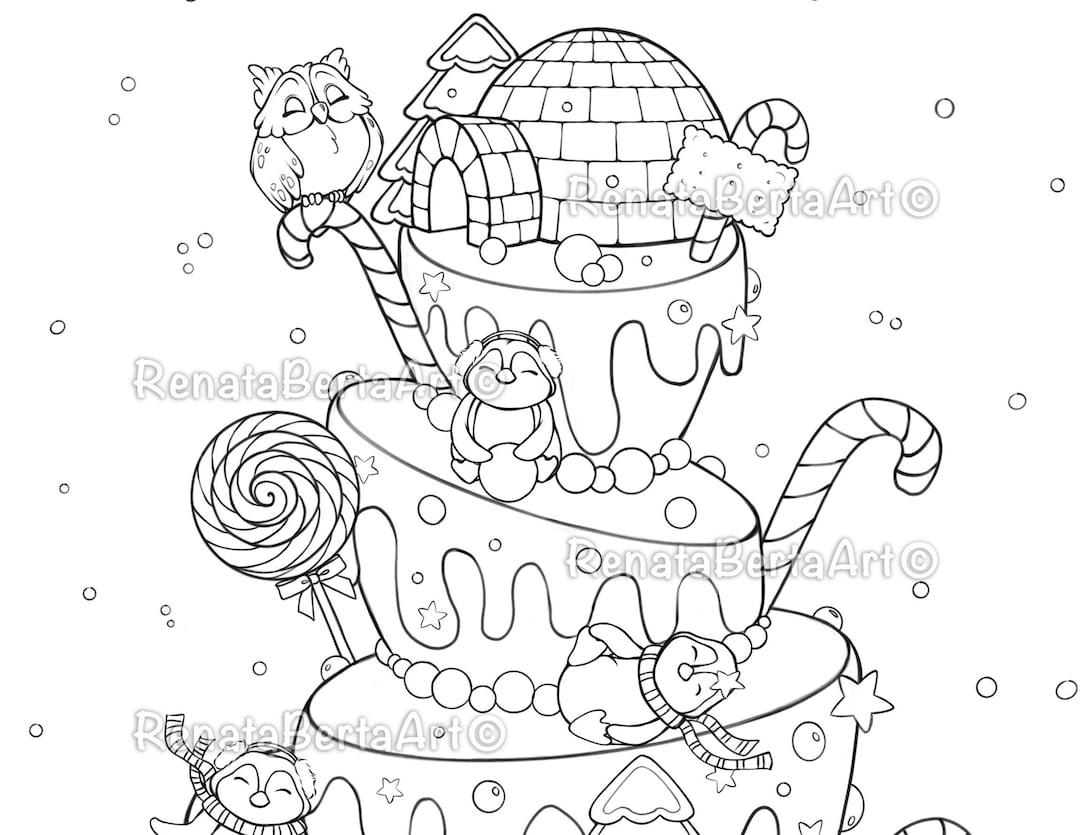 Winter Fun Line-art Coloring Page - Premium Coloring Page - Instant ...