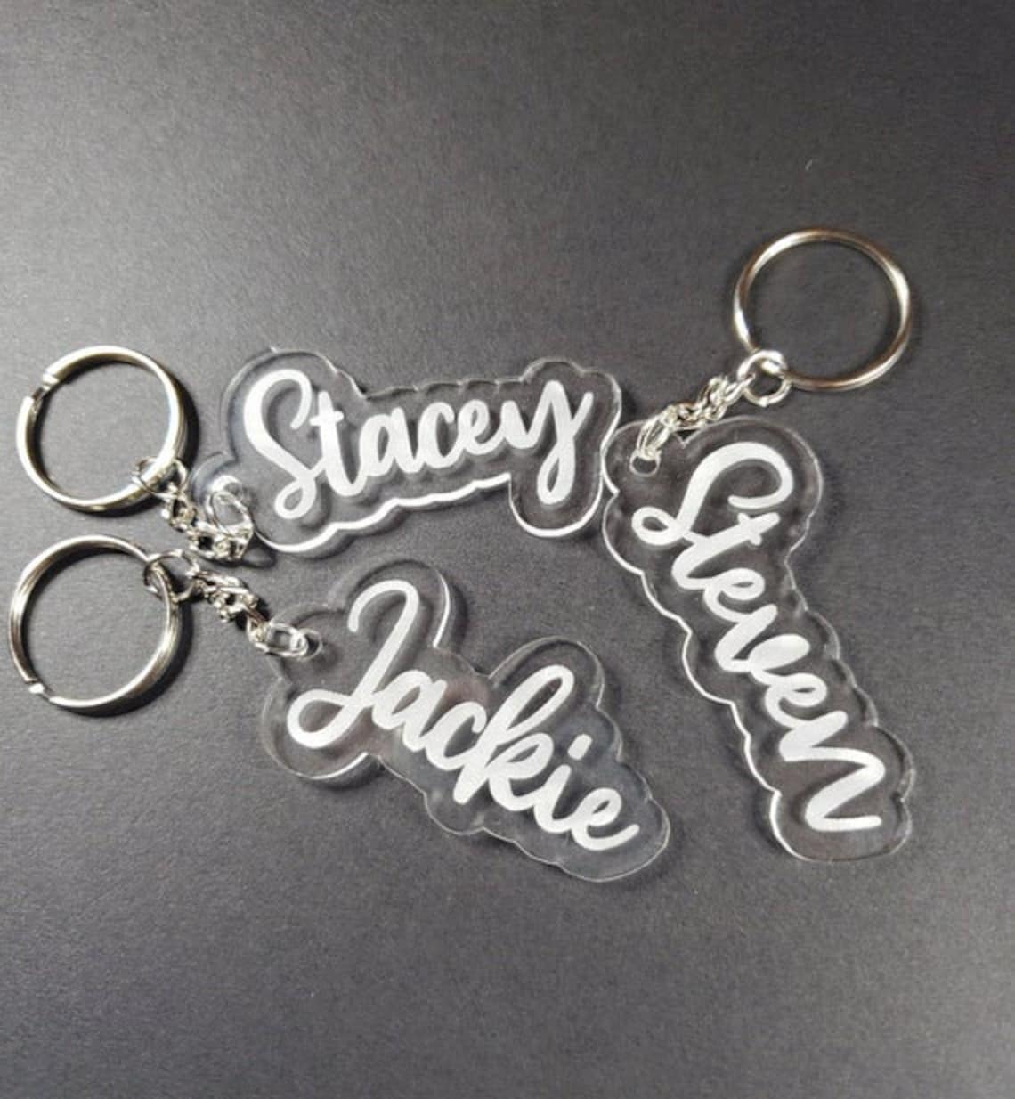 Personalized Name Laser Cut 1/4 3D Acrylic Keychain Gift for - Etsy