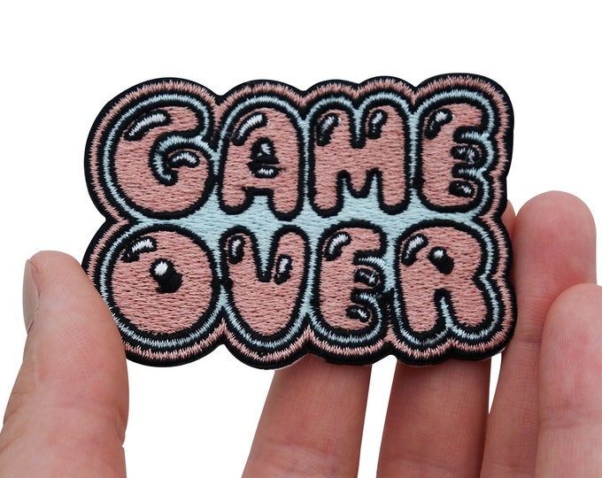 Iron-on Patch Game Over Blue Pink Pink Patches, Iron-on Patches ...