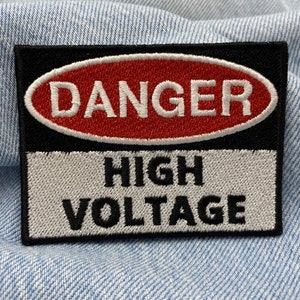 Iron-on Patch Danger High Voltage Caution High Current Patches, Danger ...