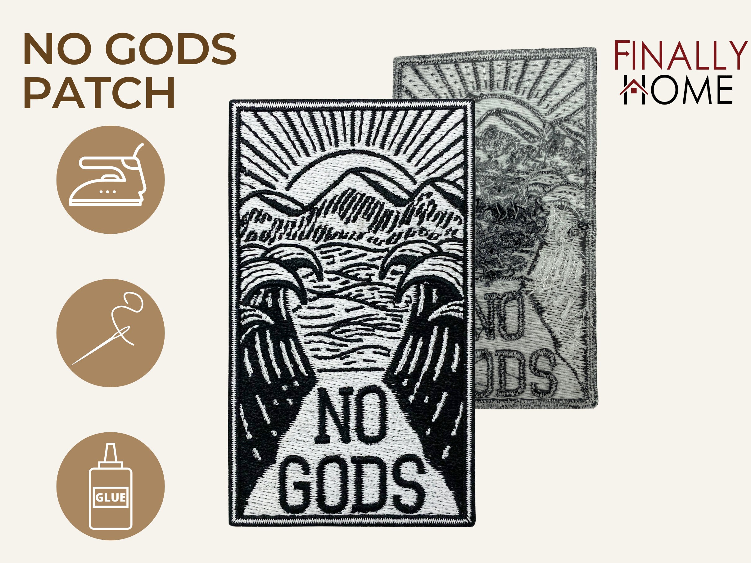 Iron-on Patch - No Gods | Wave Sea Patches Mountains Iron-on Transfer ...