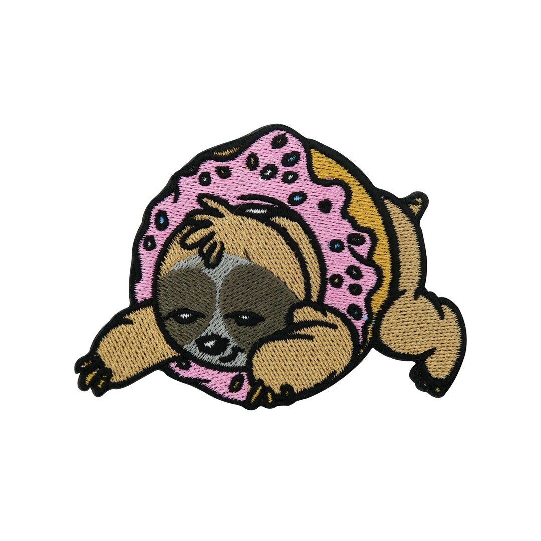 Donut Sloth Iron-on Patch Funny Patches Sloth Iron-on Picture Animal ...
