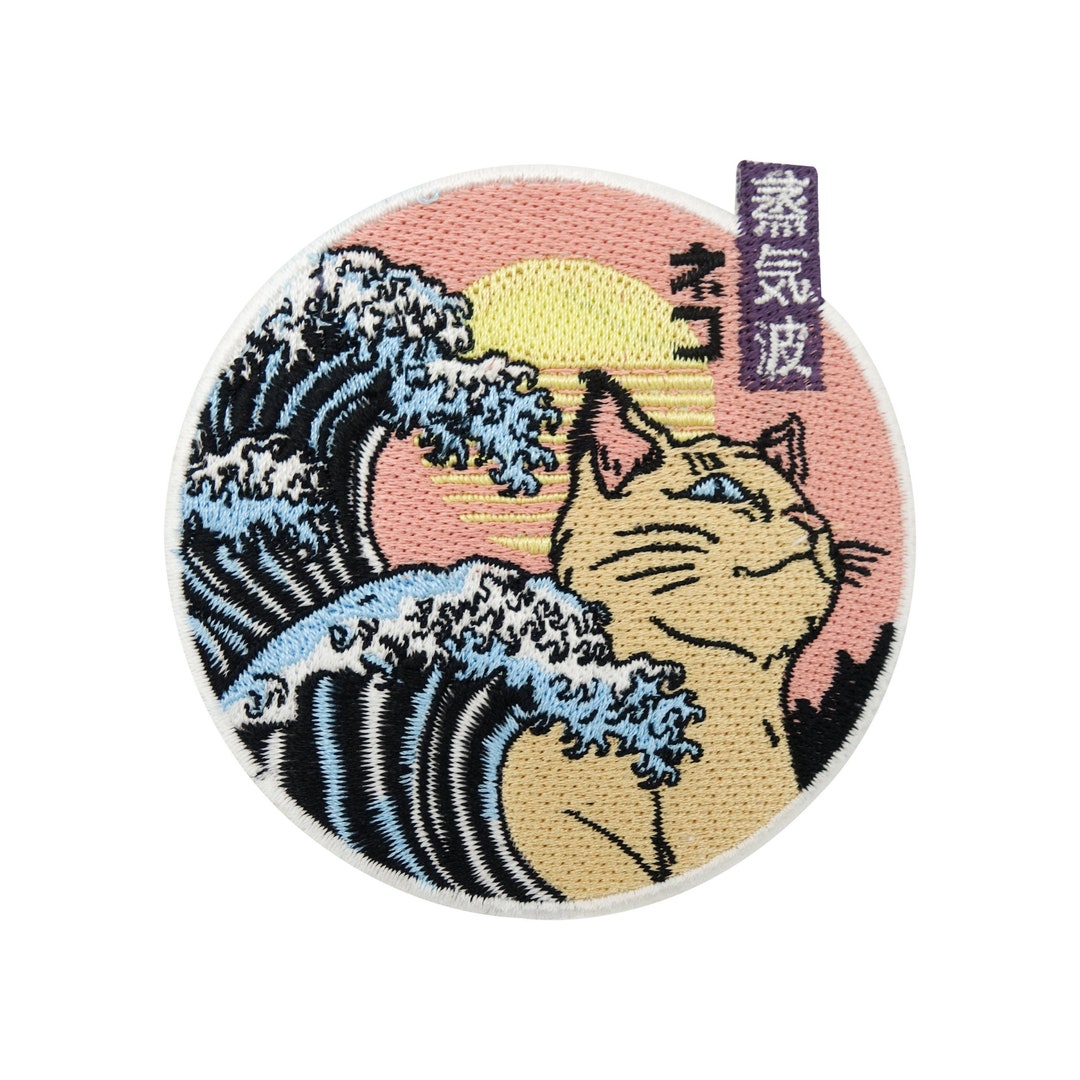 Patch for Ironing or Adhesive Fastening - Sun, Wave & Cat | Cat Patches ...