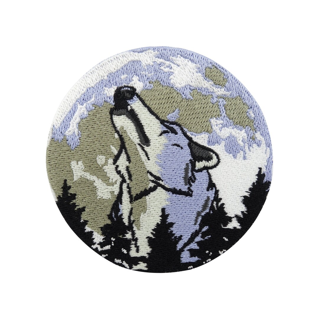 Wolf's Moon Iron-on Patch Wolf Patches, Biker Iron-on Patch, Moon Iron ...