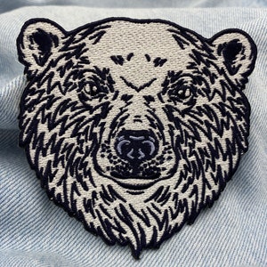 Patch for Ironing on Large Polar Bear Head Animals Patches, White ICE ...
