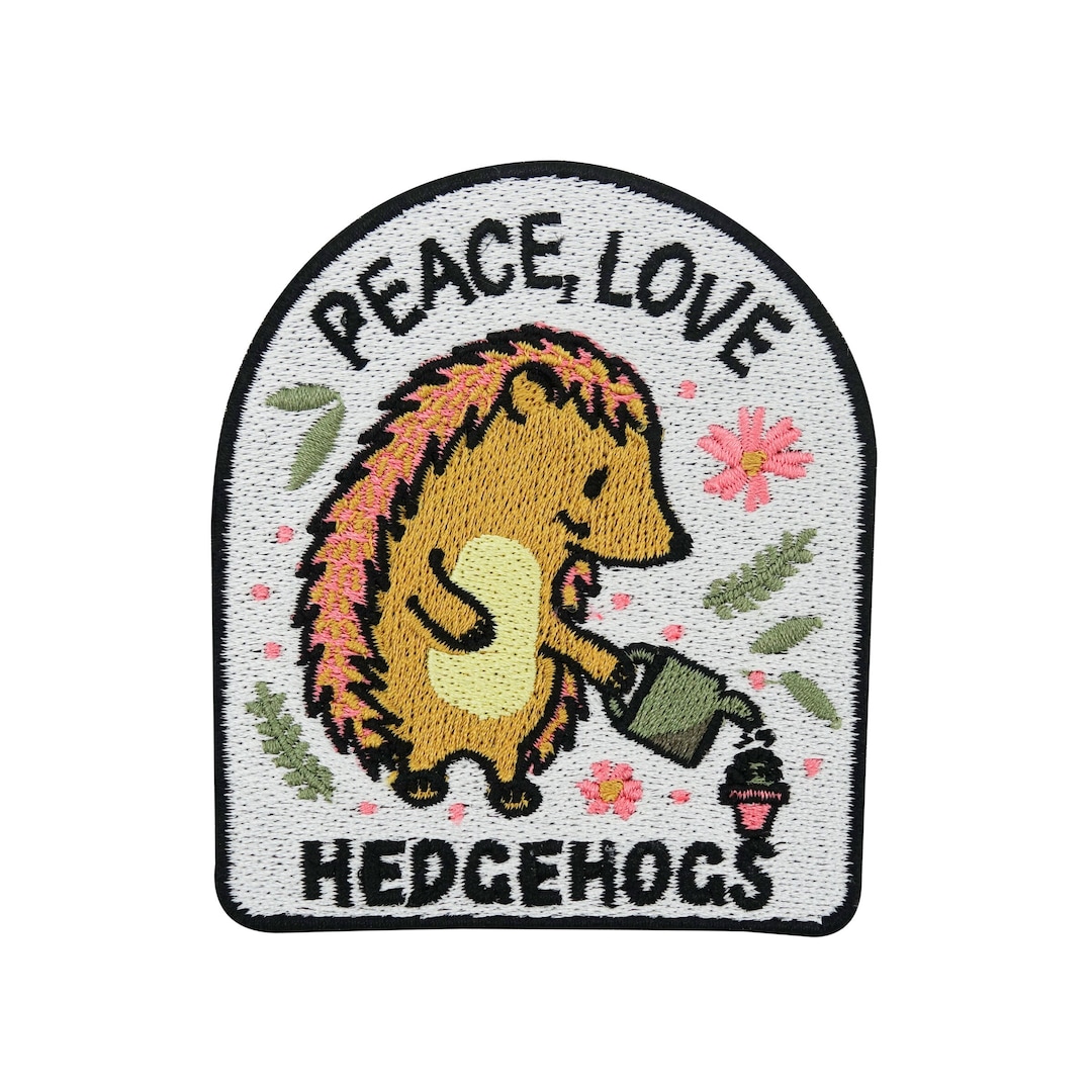 Peace, Love and Hedgehogs Iron-on Patch | Hedgehog Patches, Animal Iron-on Peace Patch Love ...