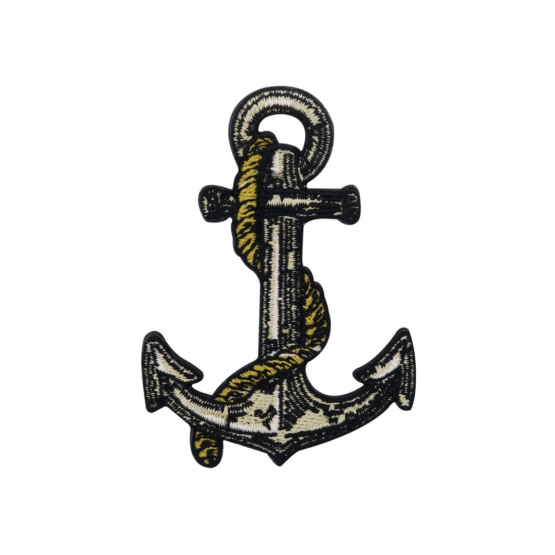 Iron-on Patch Gray Anchor Maritime Patches, Ship Boat Iron-on Patches ...