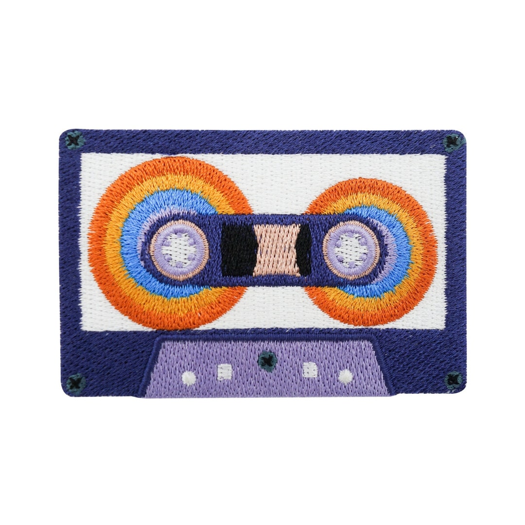 Opstrijkpatch Paarse cassette Retro-patches, vintage opstrijkbare ...