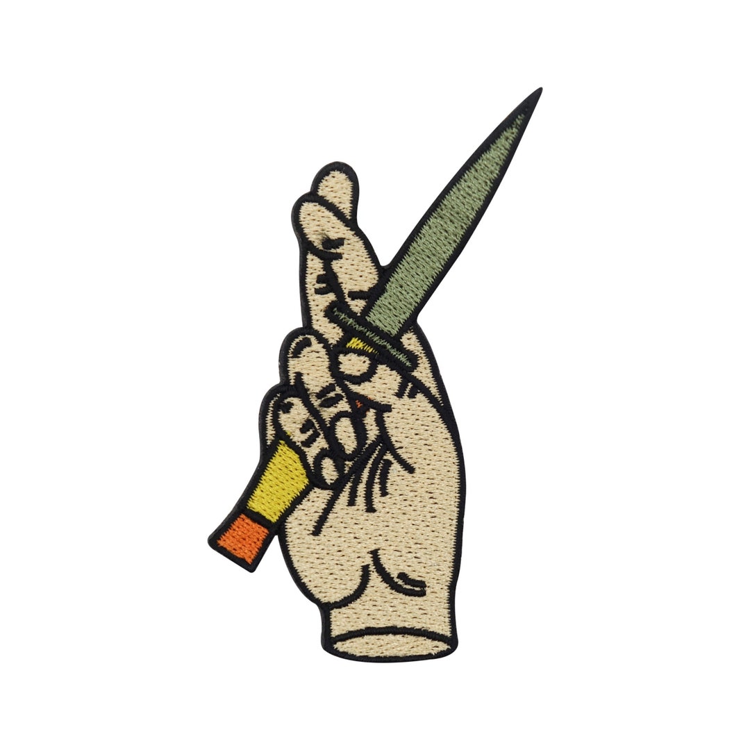 Sneaky Hands Iron-on Patch | Knife Behind the Back Patches, Iron-on ...