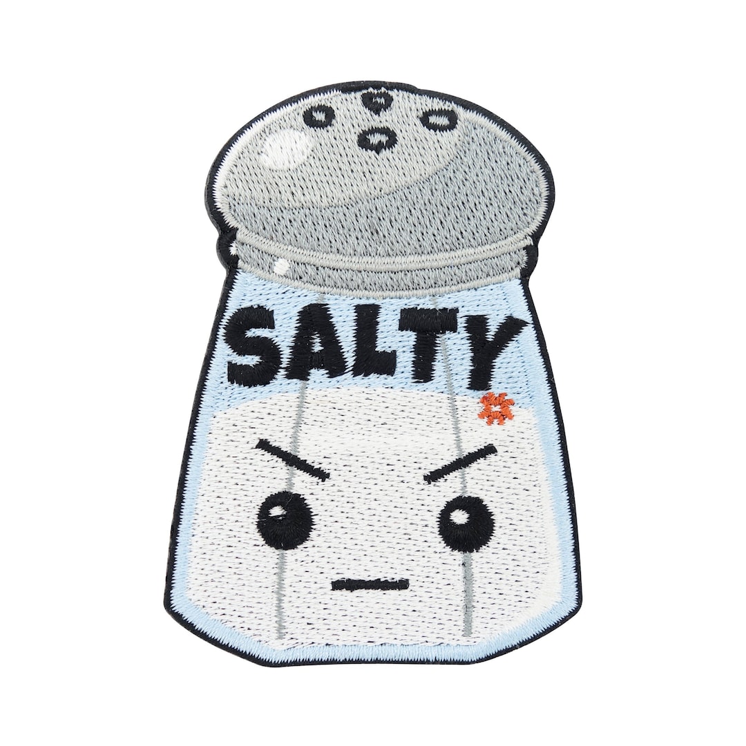 Iron-on Patch - Salty Salt Shaker | Patches for Jackets, Saying Patches ...