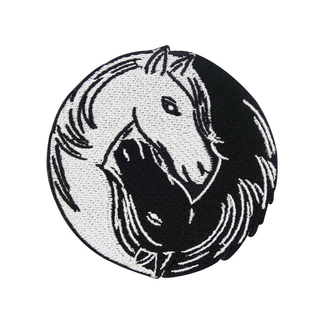 Iron-on Patch Yin & Yang Horses Horse Head Patches, Horse Iron-on Patch ...