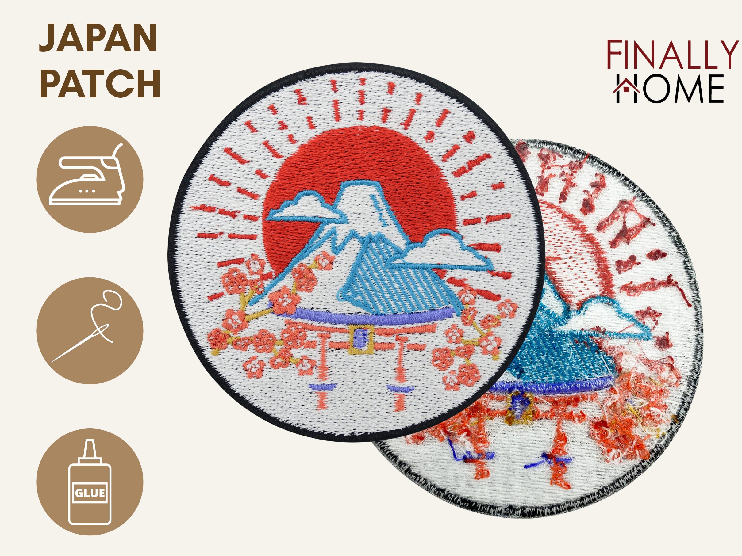 Japan Fuji Mountain Iron-on Patch Red Sun Patches Cherry - Etsy UK