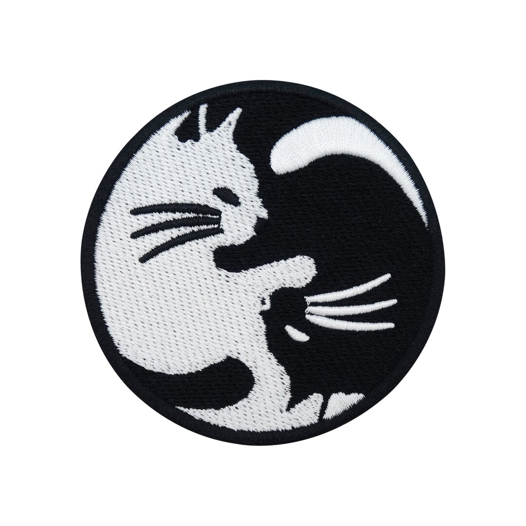 Patch for Ironing or Adhesive Fastening Yin Yang Cat Moon | Animals Cat ...