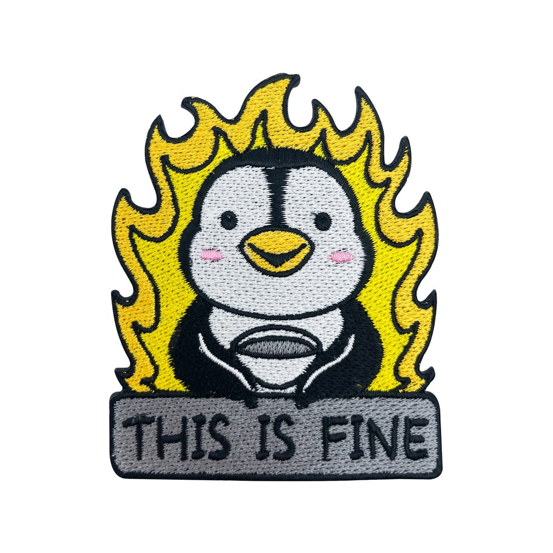 Iron-on Patch This is Fine Penguin Winter Patches, Penguin Iron-on ...
