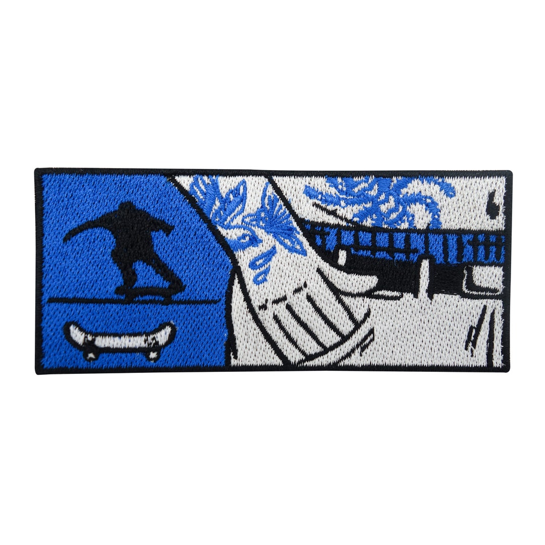 Iron-on Patch Blue Skater Tattoo Blue Skate Patches, Skateboard Iron-on ...